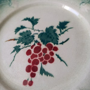 Pair Antique Ironstone Red Berry Plates With Fruit Patterns, French ...