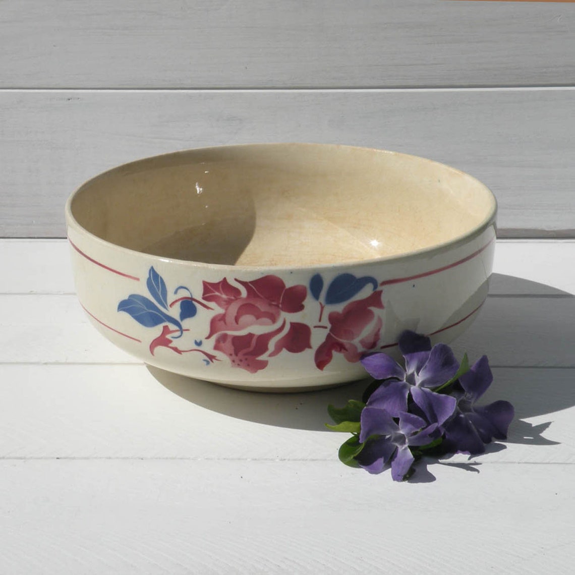 French Vintage Decorative Fruit Bowl With Floral Transfer - Etsy