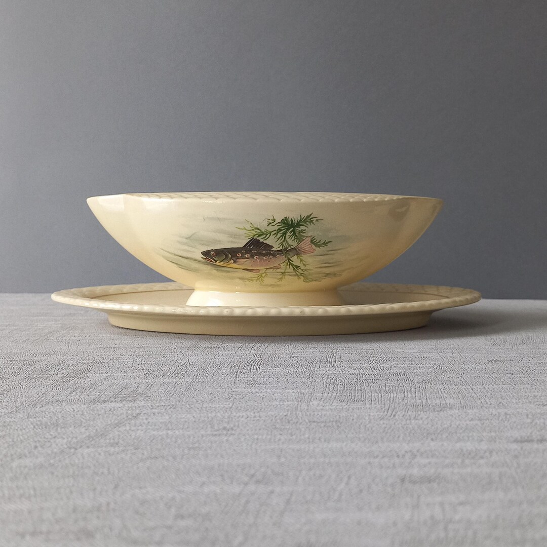 French Vintage Sauce Boat or Gravy Boat With Fish Patterns by Gien - Etsy
