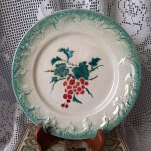 Pair Antique Ironstone Red Berry Plates With Fruit Patterns, French ...