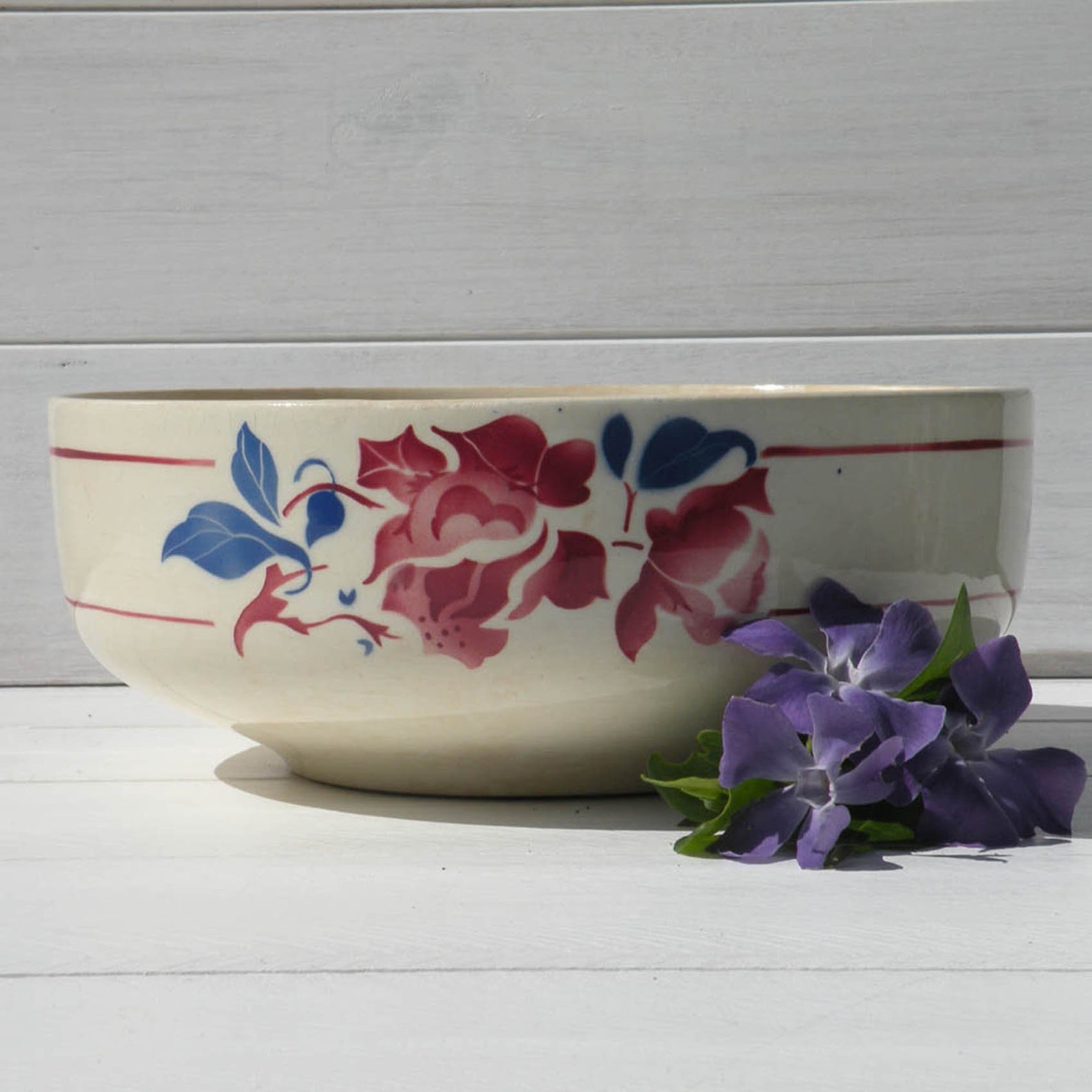 French Vintage Decorative Fruit Bowl With Floral Transfer - Etsy