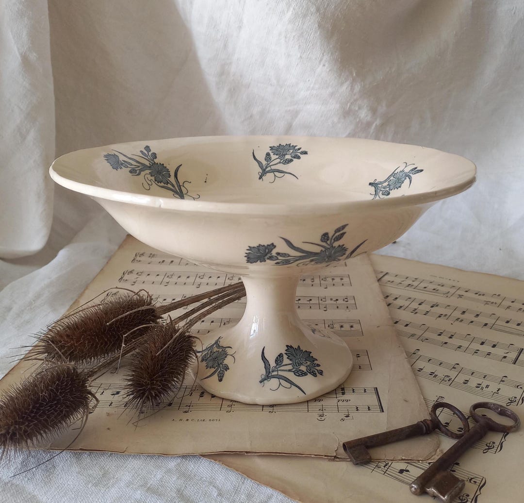 Antique French Ironstone Compote Footed Dish, Footed Fruit Bowl ...