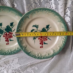 Pair Antique Ironstone Red Berry Plates With Fruit Patterns, French ...