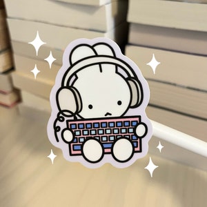 Keyboard Bunny Cute Waterproof Matte Vinyl Sticker - Etsy