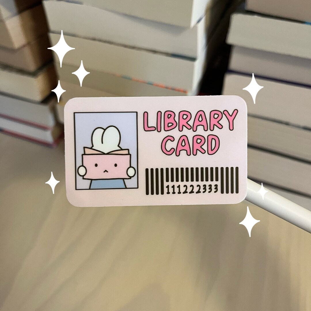Bunny Library Card Cute Waterproof Matte Vinyl Sticker - Etsy