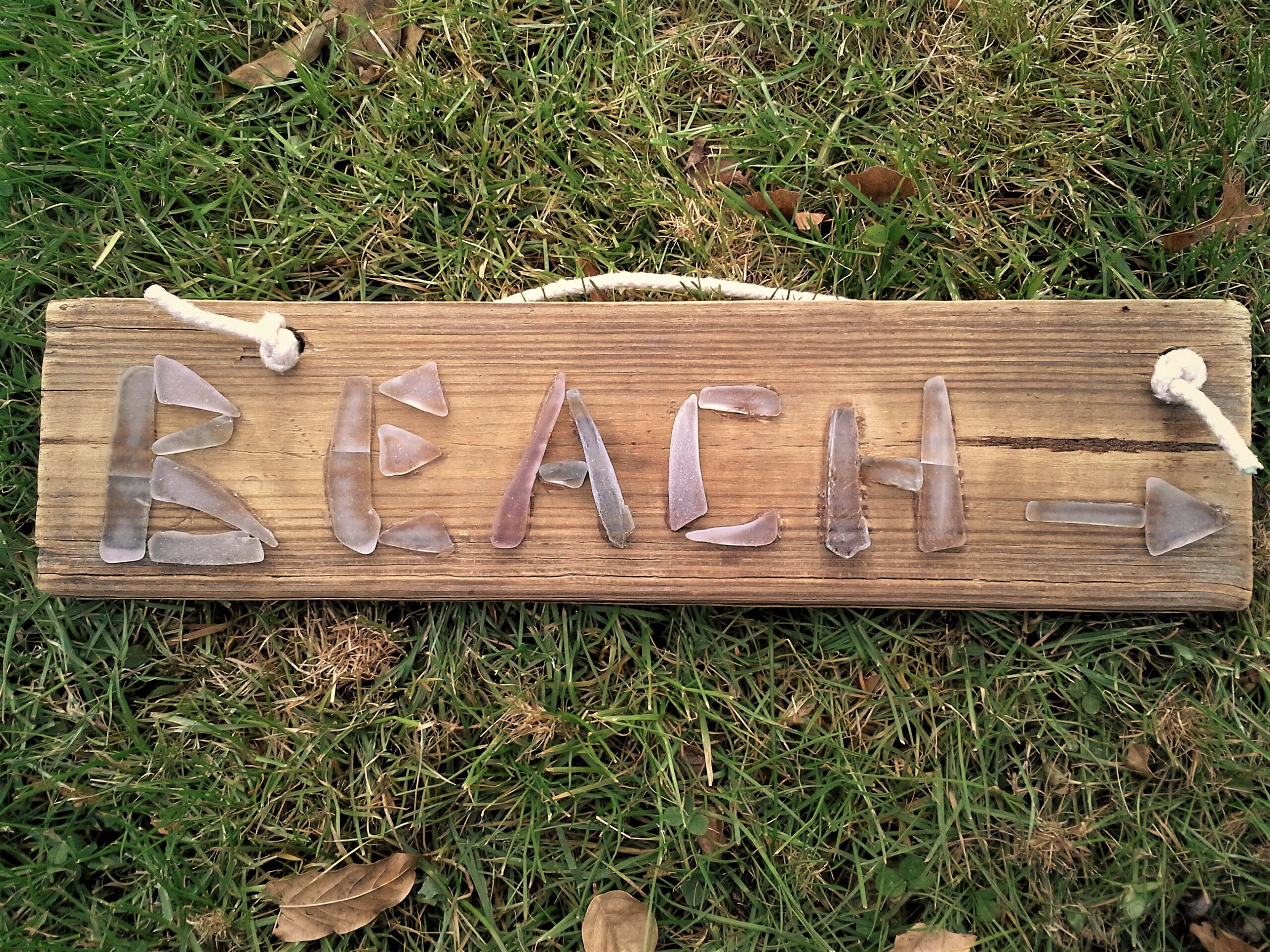 Reclaimed Wood Sign With Sea Glass, Beach Sign, Coastal Decor, Sea ...