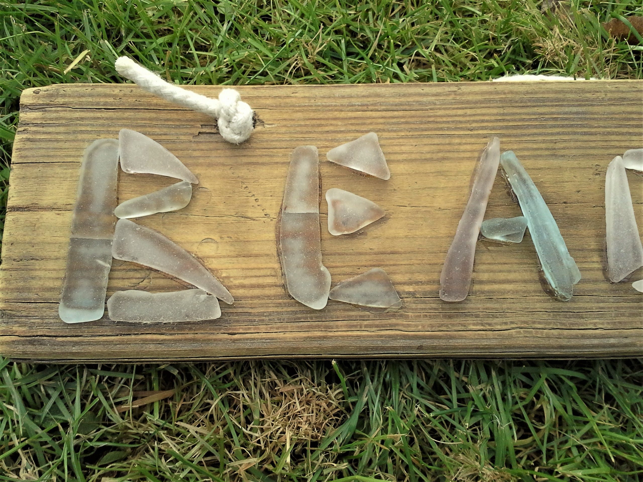 Reclaimed Wood Sign With Sea Glass, Beach Sign, Coastal Decor, Sea ...