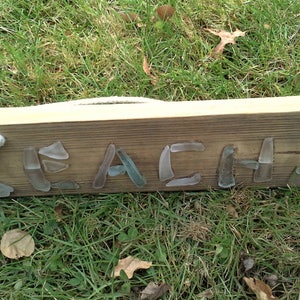 Reclaimed Wood Sign With Sea Glass, Beach Sign, Coastal Decor, Sea ...