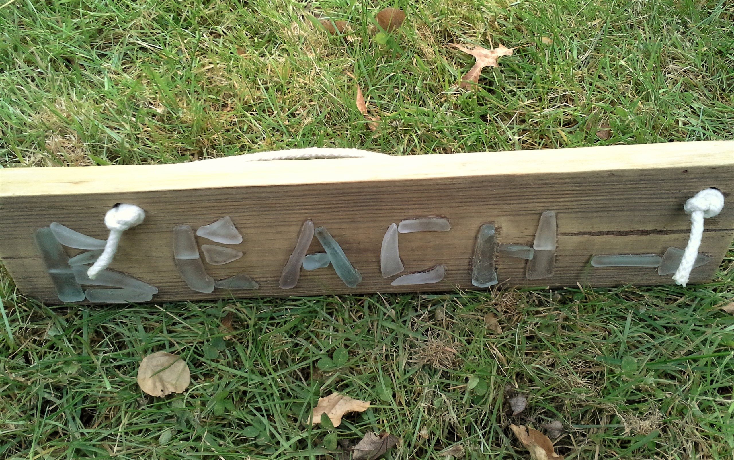 Reclaimed Wood Sign With Sea Glass, Beach Sign, Coastal Decor, Sea ...