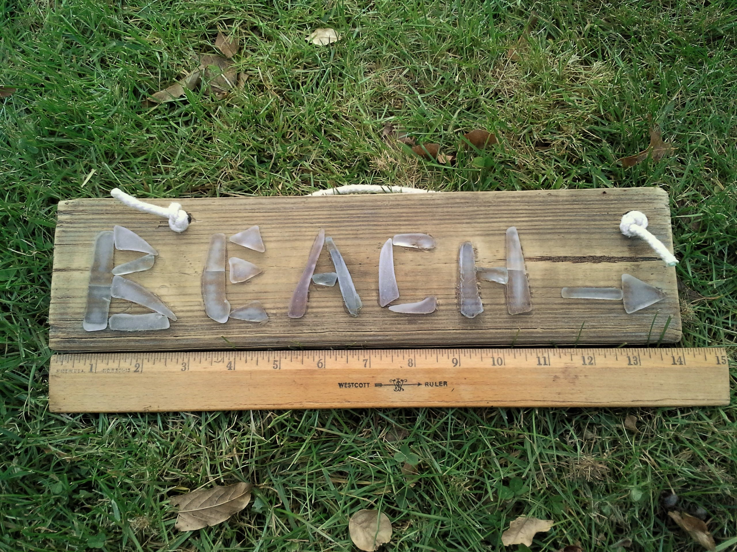 Reclaimed Wood Sign With Sea Glass, Beach Sign, Coastal Decor, Sea ...