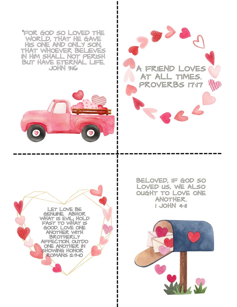 Love Themed Scripture Cards, Memory Verse, Valentine's Scripture ...