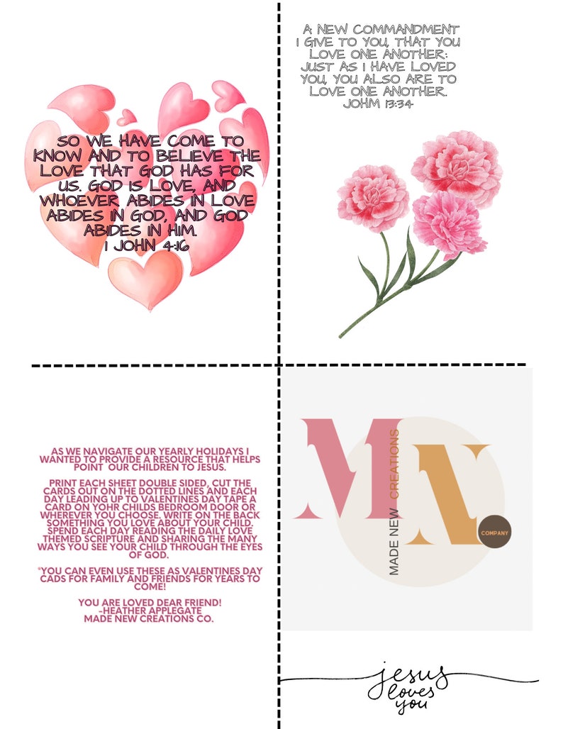 Love Themed Scripture Cards Memory Verse Valentine's - Etsy