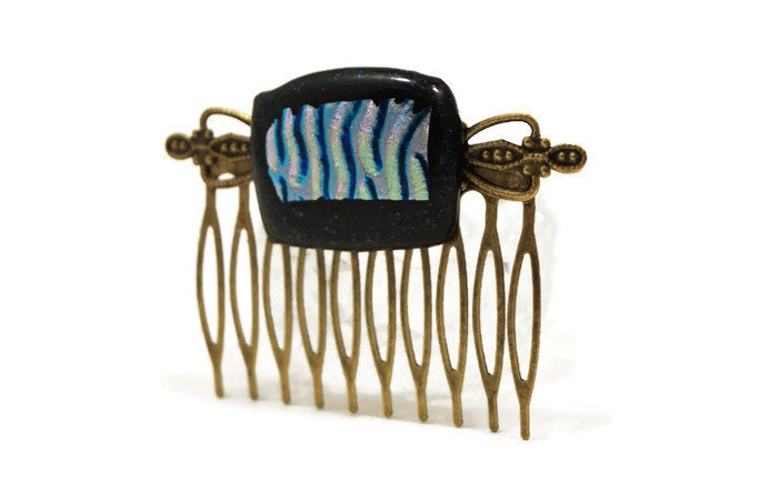 Dichroic Fused Glass Victorian Hair Comb With A Zebra Pattern - Etsy