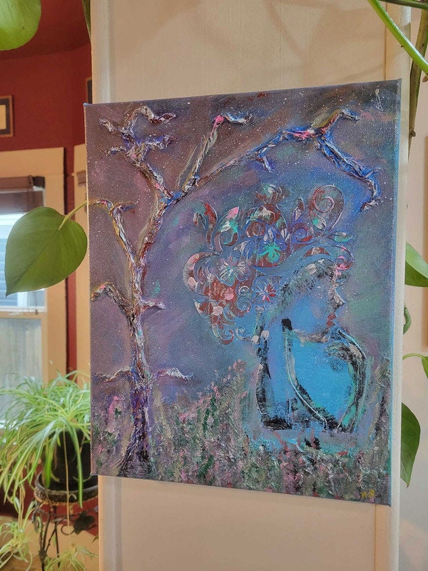 Textured Painting Pixie Fairy in A Enchanted Magical Forest, Original ...