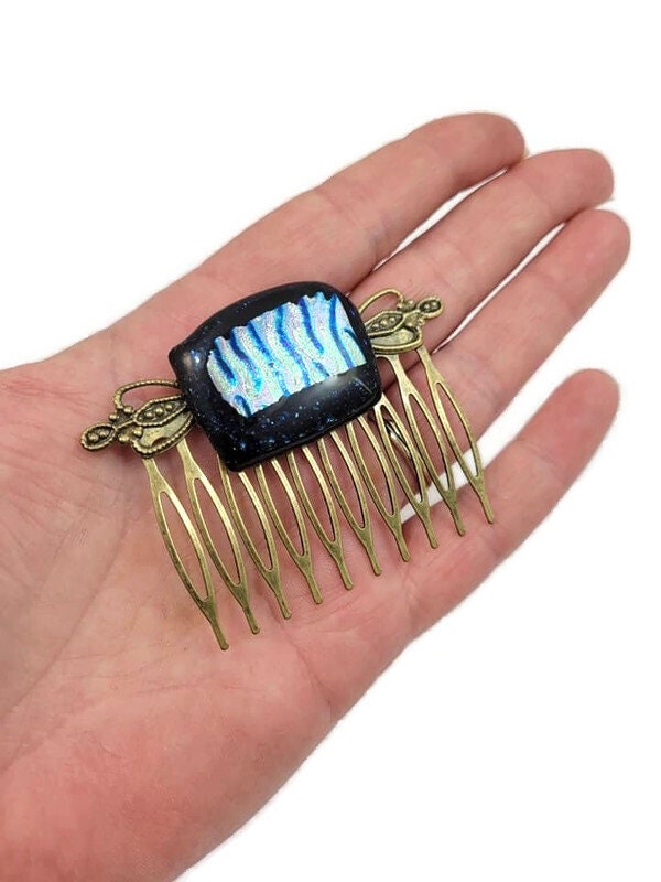 Dichroic Fused Glass Victorian Hair Comb With A Zebra Pattern - Etsy