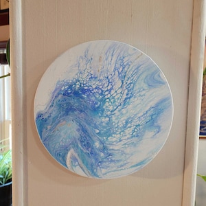 Acrylic Fluid Pour Art Painting, Circle Stretched Canvas, Original 8 ...