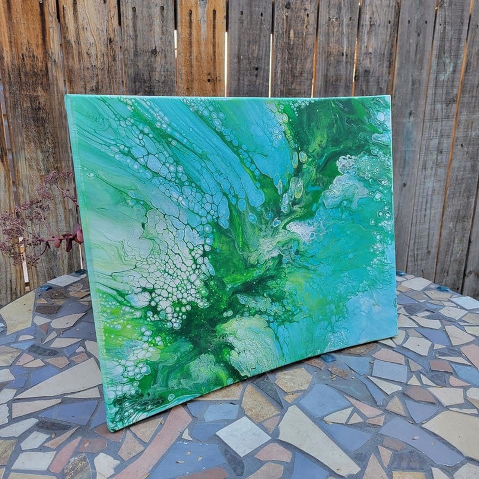 Discounted Warped Frame, Acrylic Fluid Art Painting, Stretched Canvas ...