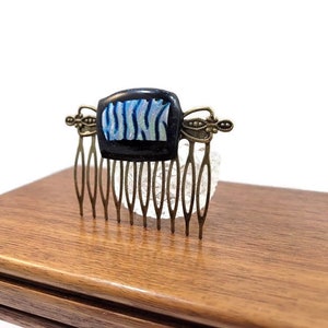 Dichroic Fused Glass Victorian Hair Comb With A Zebra Pattern and ...