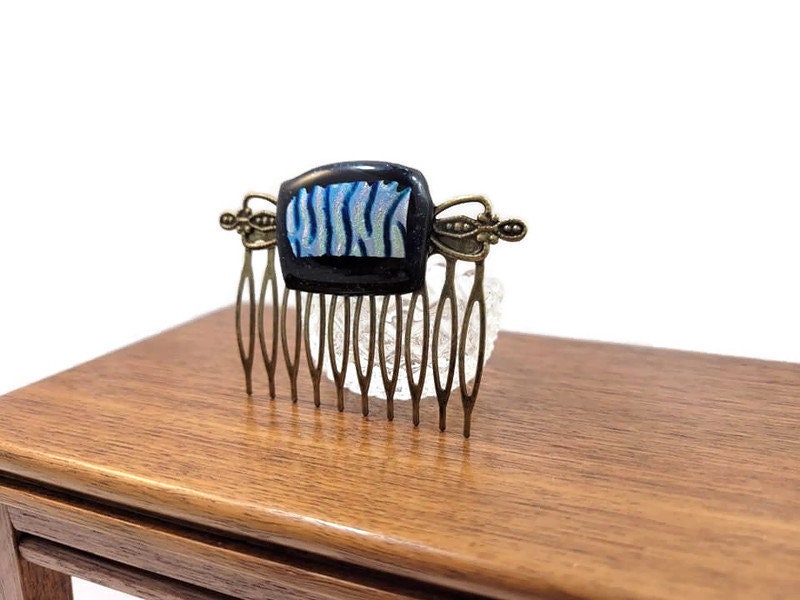 Dichroic Fused Glass Victorian Hair Comb With A Zebra Pattern - Etsy