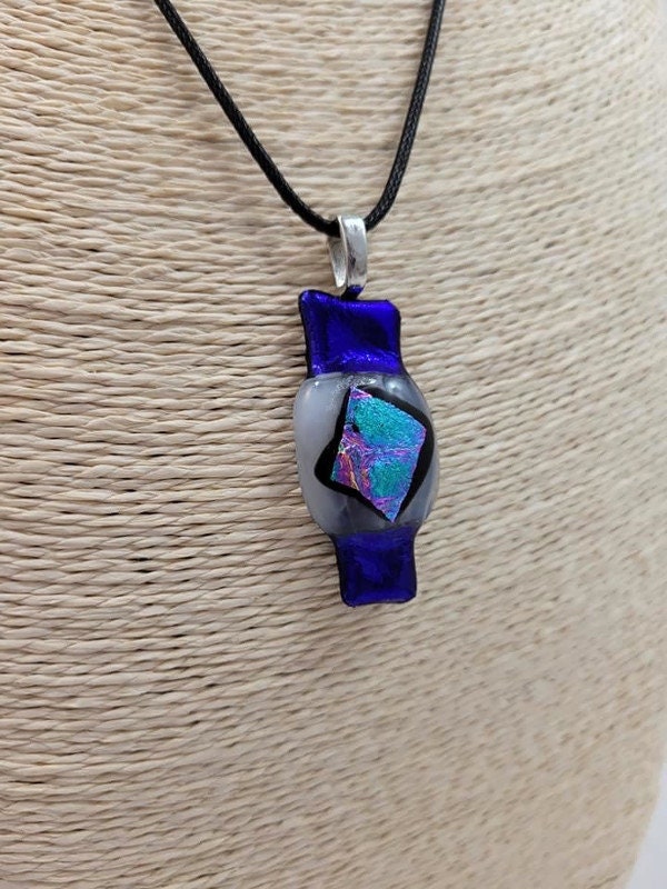 Necklace Fused Glass Art Pendant Dichroic Glass Hippie - Etsy