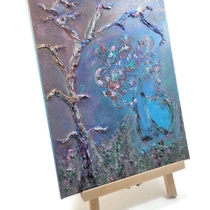 Textured Painting Pixie Fairy in A Enchanted Magical Forest, Original ...