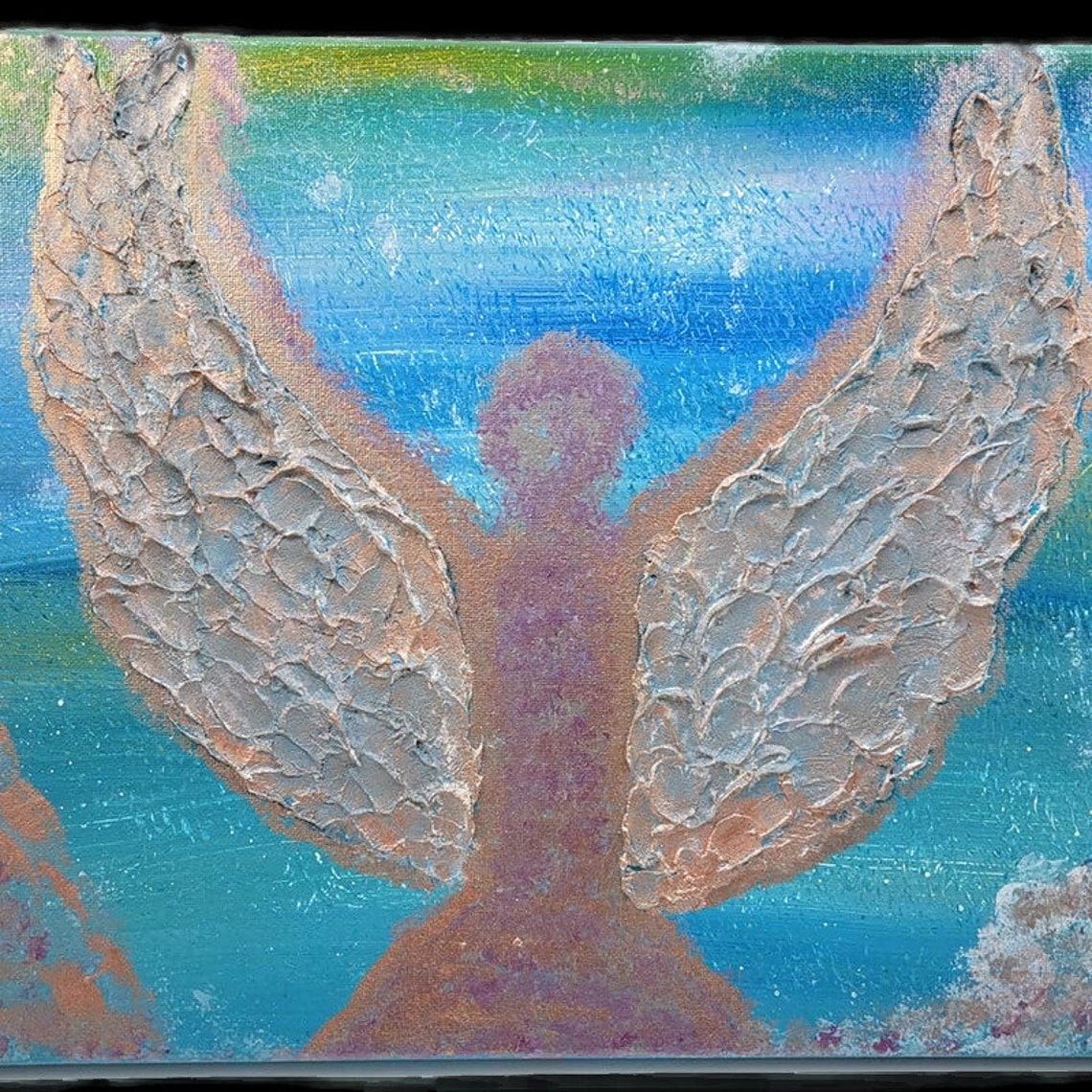 Guardian Angel Acrylic Painting With Textured Wings Original - Etsy