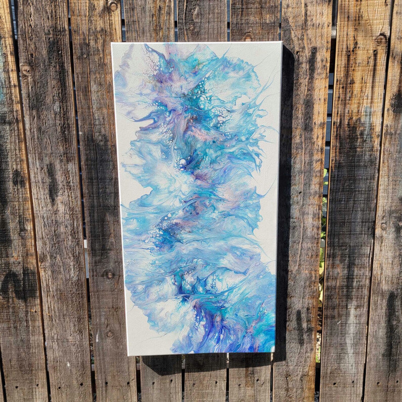 Fluid Acrylic Art Pour Painting, Original Stretched Canvas 36x18 ...