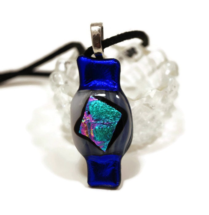 Necklace Fused Glass Art Pendant Dichroic Glass Hippie - Etsy