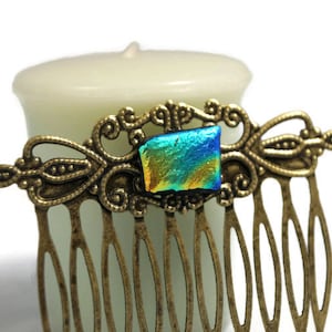 Fused Glass Hair Comb, Accessories, Wedding, Jewelry, Bohemian, Prom ...