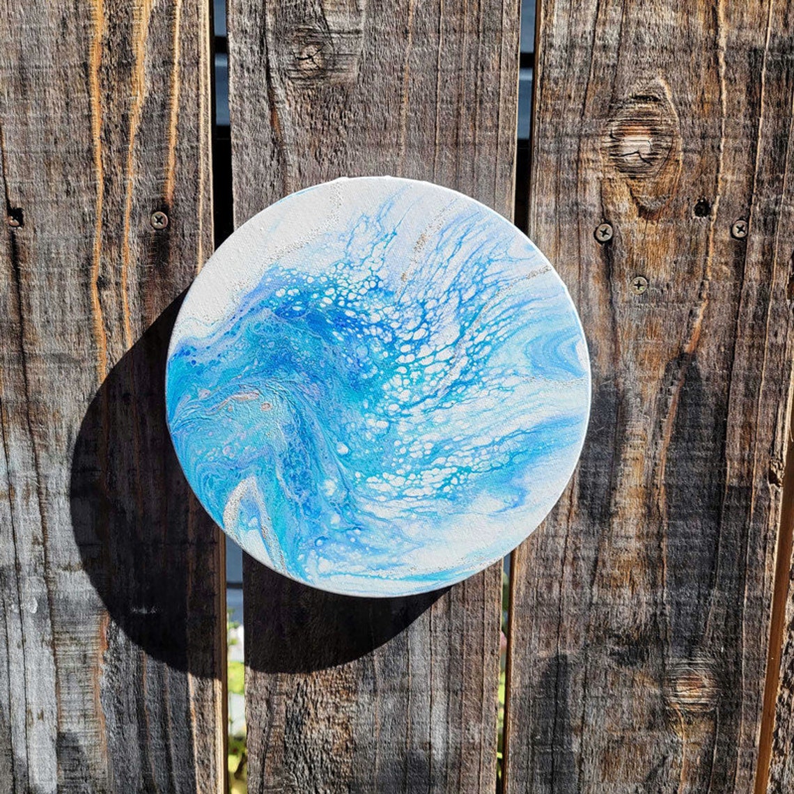 Acrylic Fluid Pour Art Painting Circle Stretched Canvas - Etsy