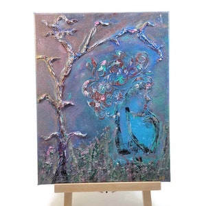 Textured Painting Pixie Fairy in A Enchanted Magical Forest, Original ...