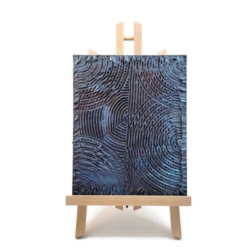 Black Heavy Textured Acrylic Painting With Lines and Curves - Etsy