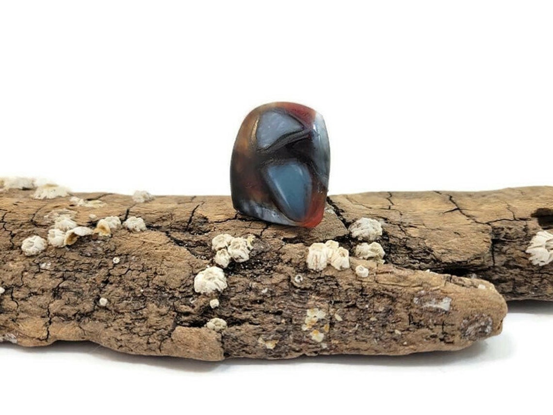 Fused Glass Ring, USA Size 8.5, Red Blue and Amber Colors, Unisex ...