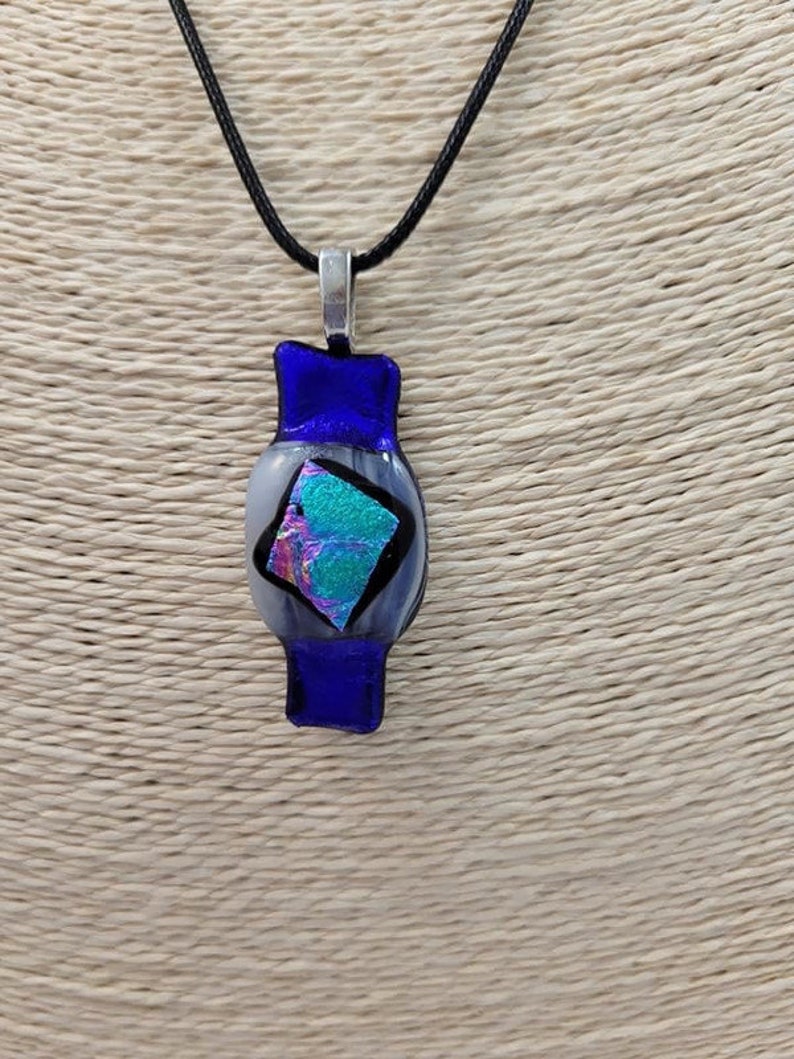 Necklace Fused Glass Art Pendant Dichroic Glass Hippie - Etsy