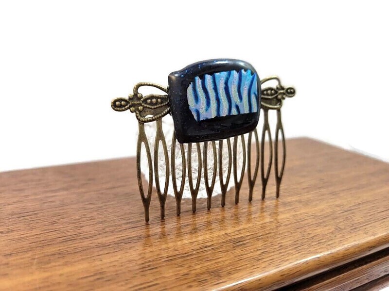 Dichroic Fused Glass Victorian Hair Comb With A Zebra Pattern - Etsy