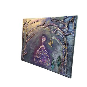 Acrylic Textured Enchanted Princess in the Forest Painting, Stretched ...