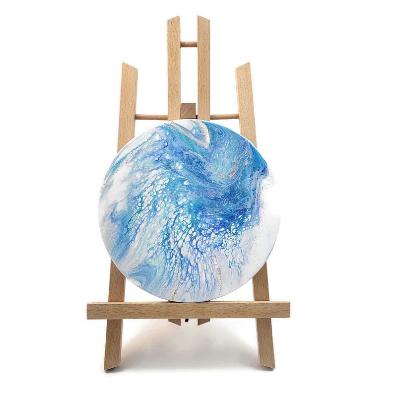 Acrylic Fluid Pour Art Painting Circle Stretched Canvas - Etsy