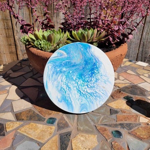 Acrylic Fluid Pour Art Painting, Circle Stretched Canvas, Original 8 ...