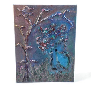 Textured Painting Pixie Fairy in A Enchanted Magical Forest, Original ...