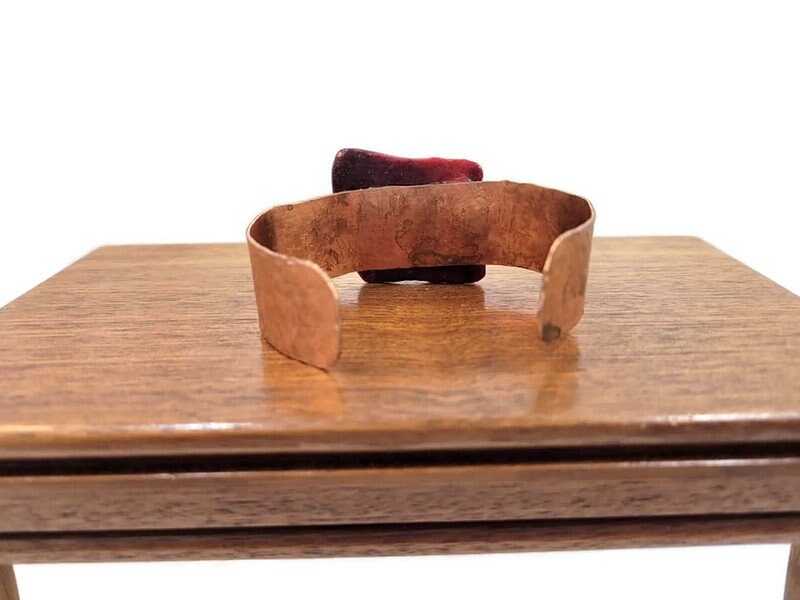 Cuff Bracelet Hand Hammered Adjustable Copper Band Red - Etsy