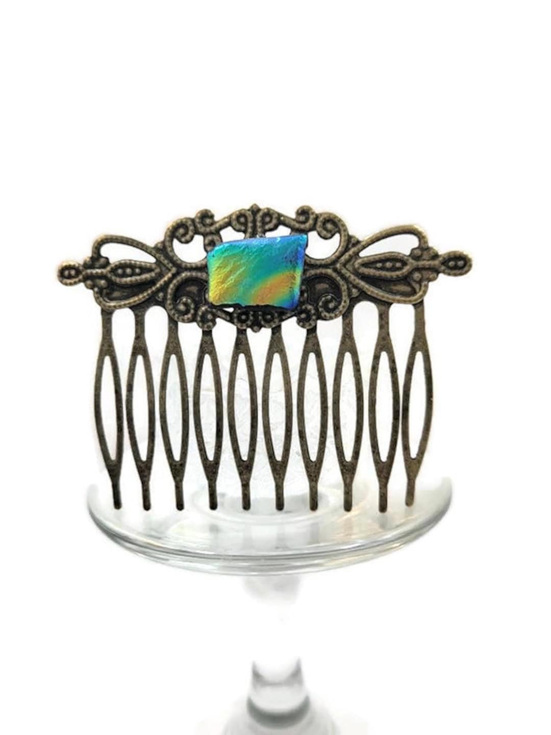 Fused Glass Hair Comb, Accessories, Wedding, Jewelry, Bohemian, Prom ...
