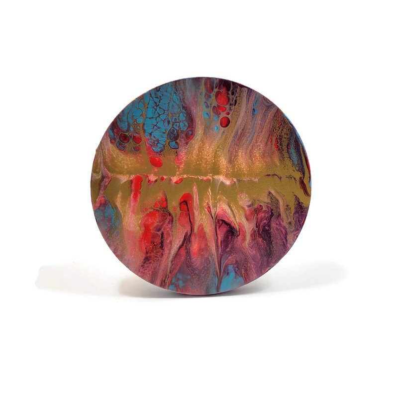 Acrylic Fluid Pour Art Painting, Circle Stretched Canvas, Original 8 ...
