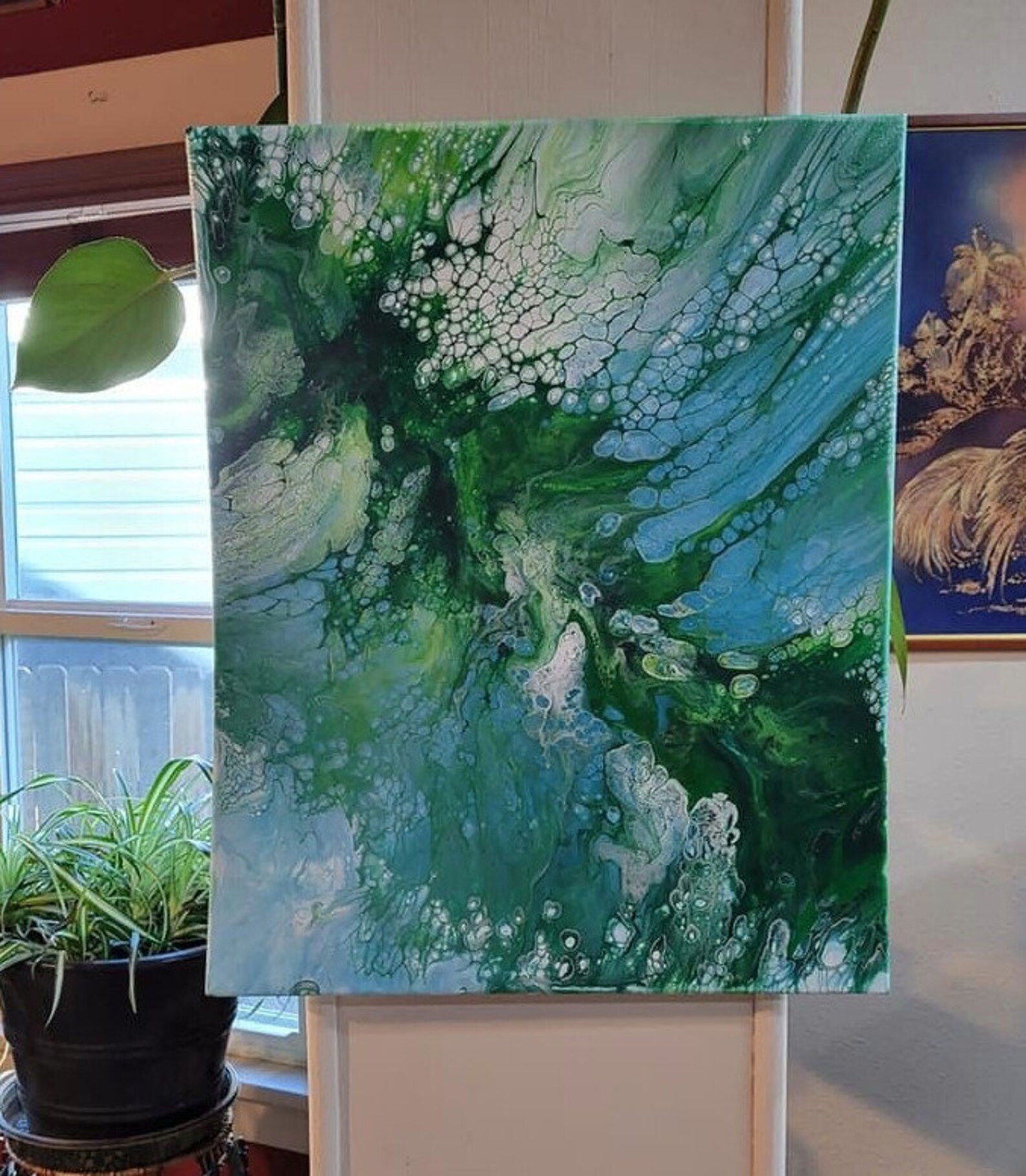 Discounted Warped Frame, Acrylic Fluid Art Painting, Stretched Canvas ...