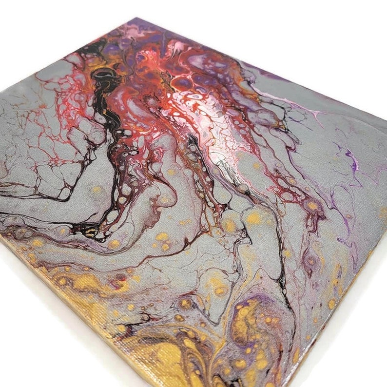 Acrylic Fluid Art Painting, Stretched Canvas, Original 8x10, Abstract ...