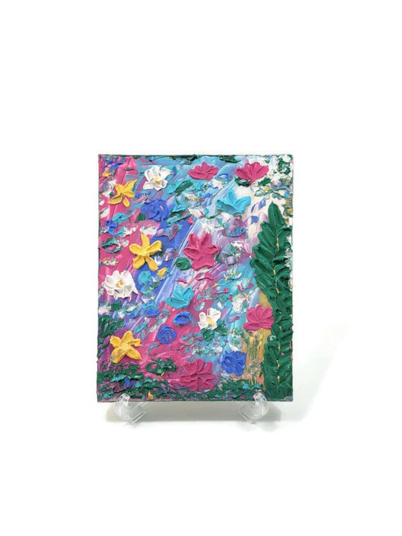 Texture Wild Flower Field Acrylic Painting Stretched Canvas - Etsy