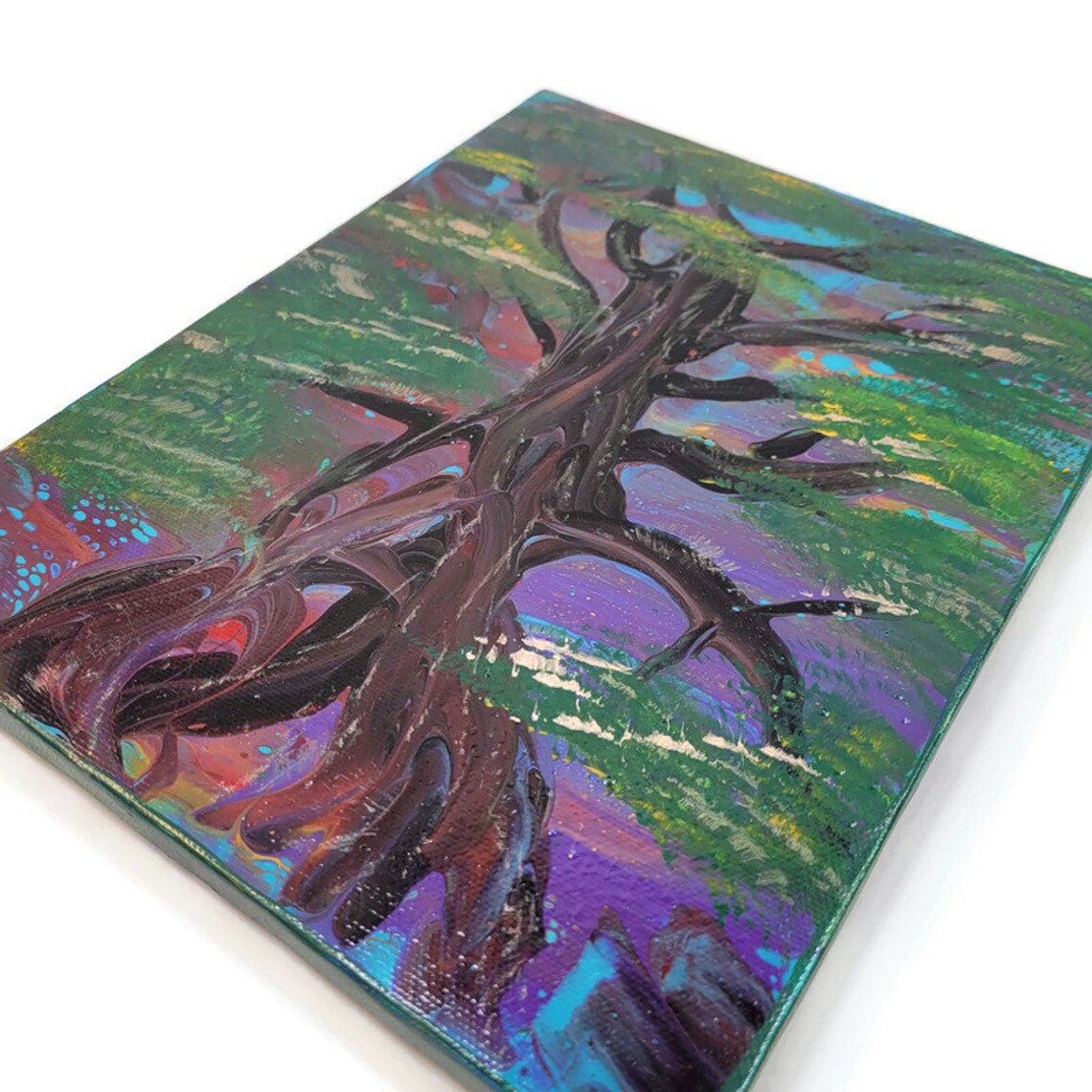 Forest Tree Acrylic Fluid Art Painting Stretched Canvas - Etsy