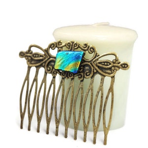 Fused Glass Hair Comb, Accessories, Wedding, Jewelry, Bohemian, Prom ...