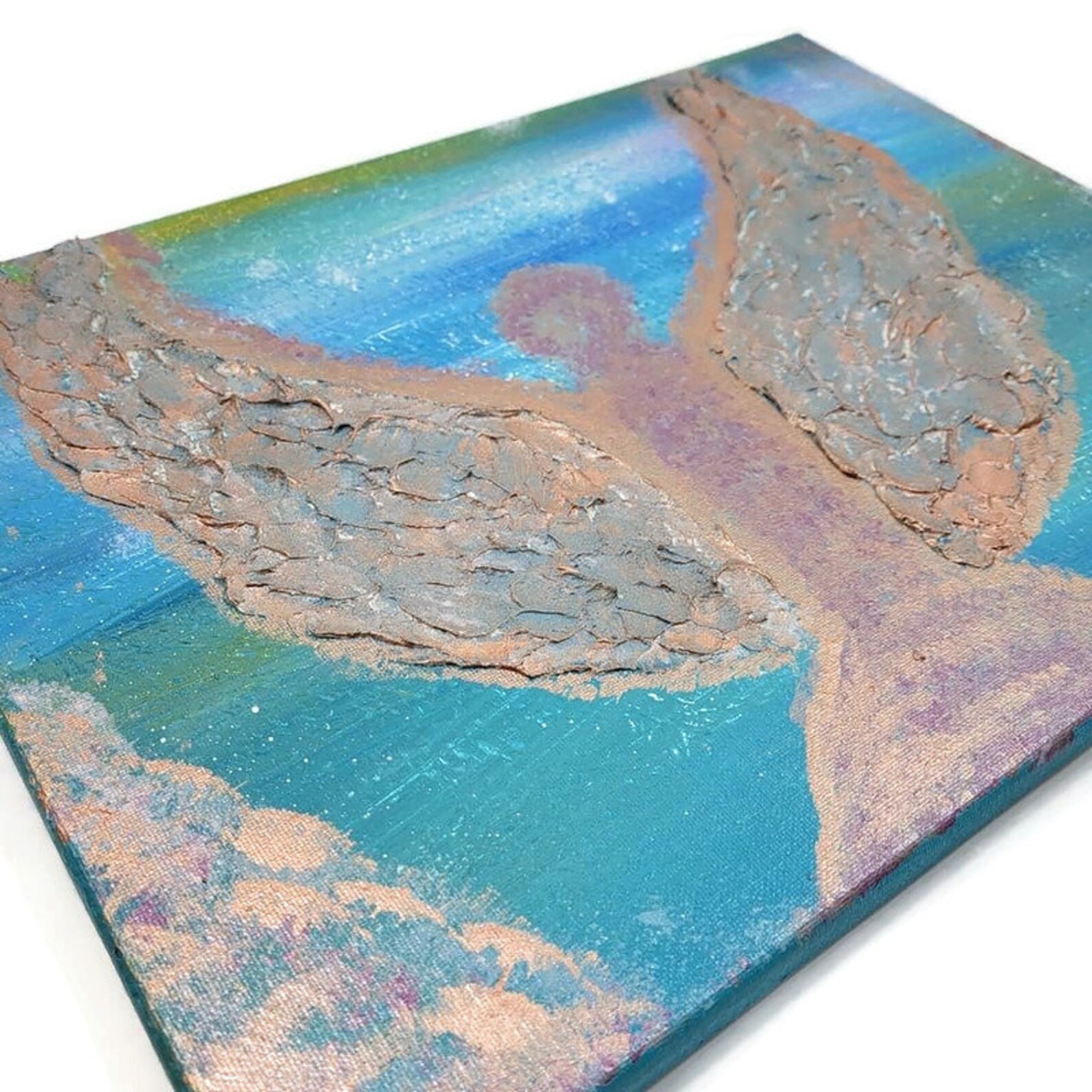 Textured Wing Guardian Angel Painting: Abstract Acrylic Canvas Art ...