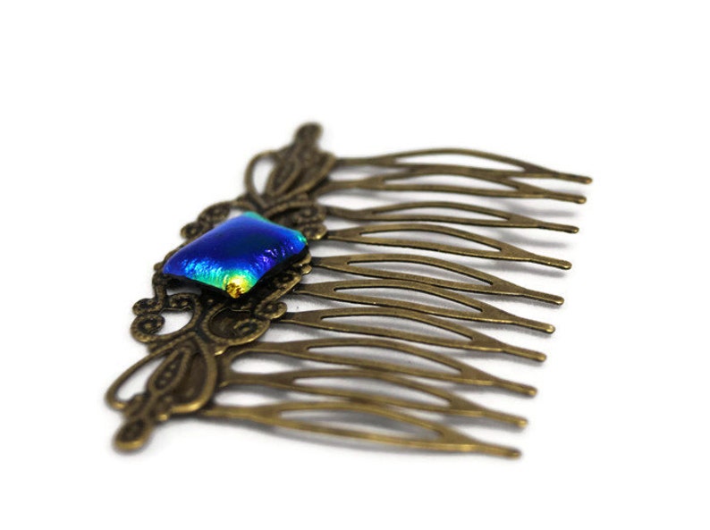 Fused Glass Hair Comb Accessories Dichroic Glass Wedding - Etsy
