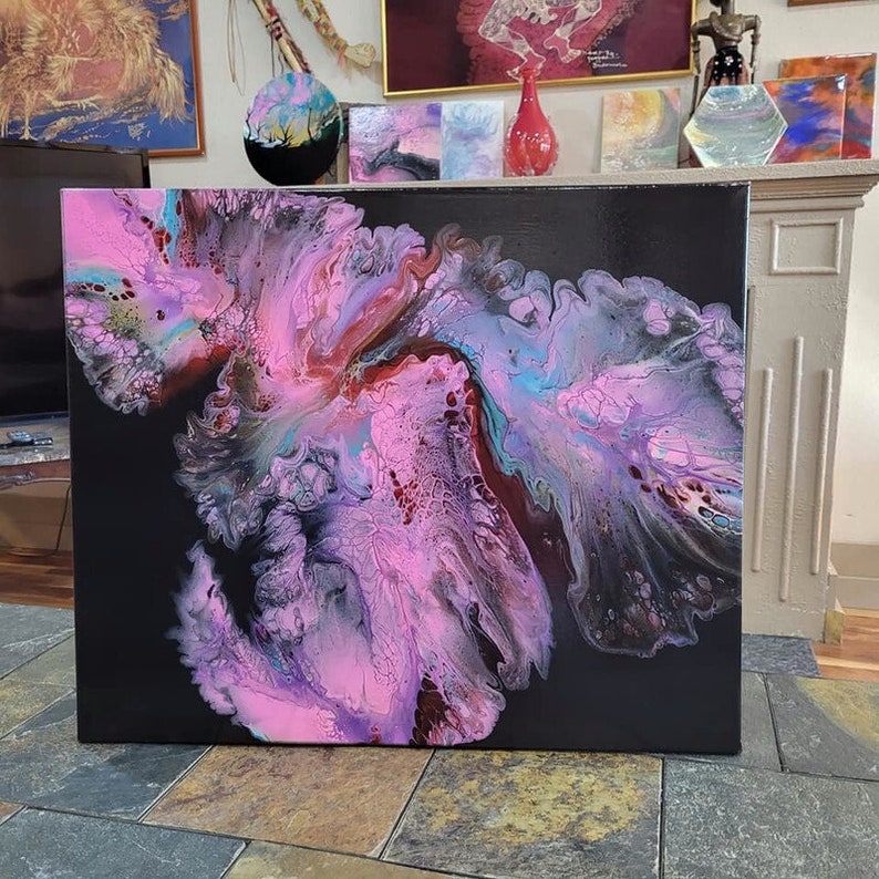 Acrylic Fluid Art Dutch Pour Painting, Stretched Canvas, Original 24 X ...